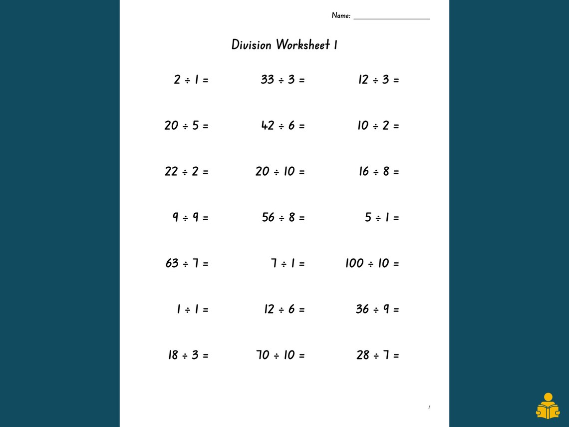 Horizontal Division Worksheet Problems, up to 12 X 12: 50 Printable ...