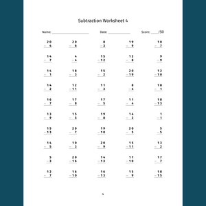 Subtraction Worksheet, Digits up to 20: 25 Printable Pages With Answers ...