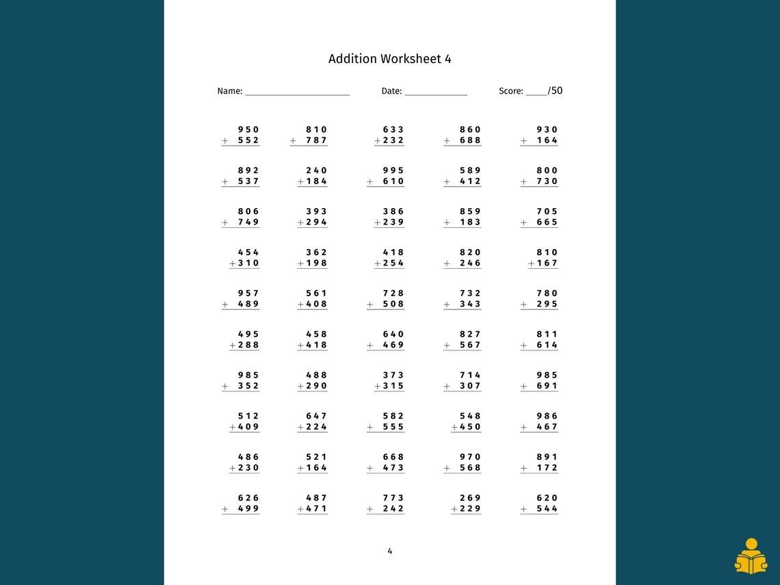 Three Digit Addition Worksheets: 100 Printable Pages With Answers ...