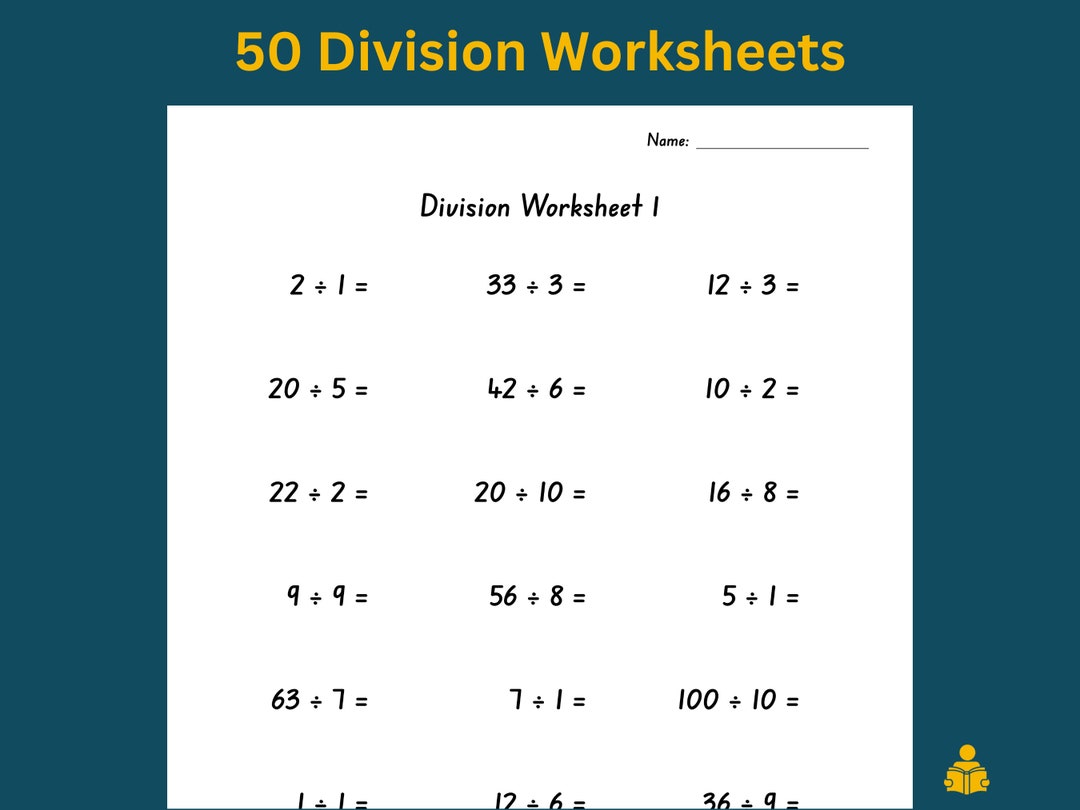 Horizontal Division Worksheet Problems, up to 12 X 12: 50 Printable ...