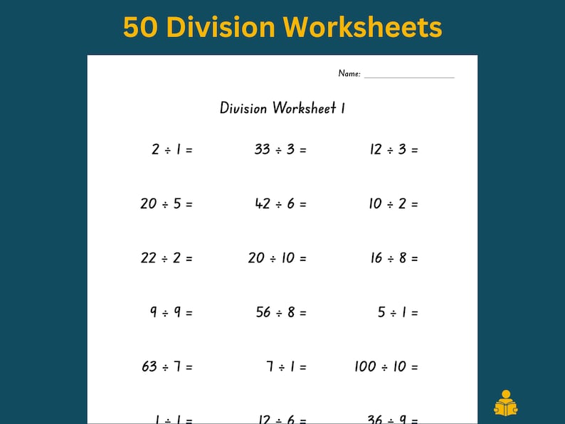 Horizontal Division Worksheet Problems, up to 12 X 12: 50 Printable ...