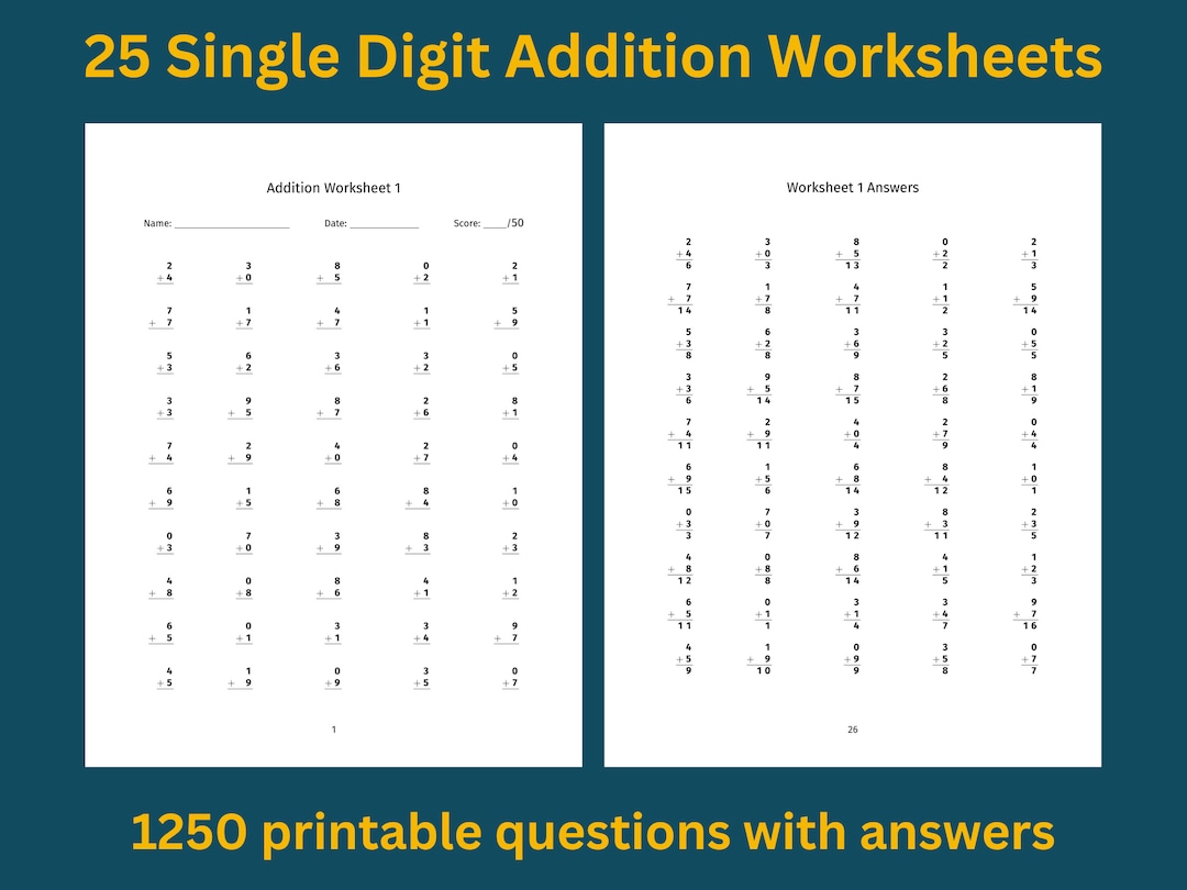 Addition Worksheet, Single Digit: 25 Printable Pages With Answers ...