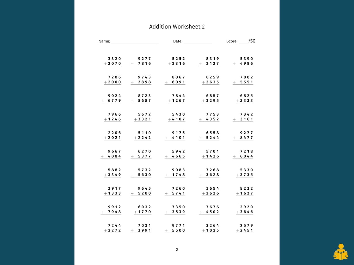 Four Digit Addition Worksheets: 100 Printable Pages With Answers ...