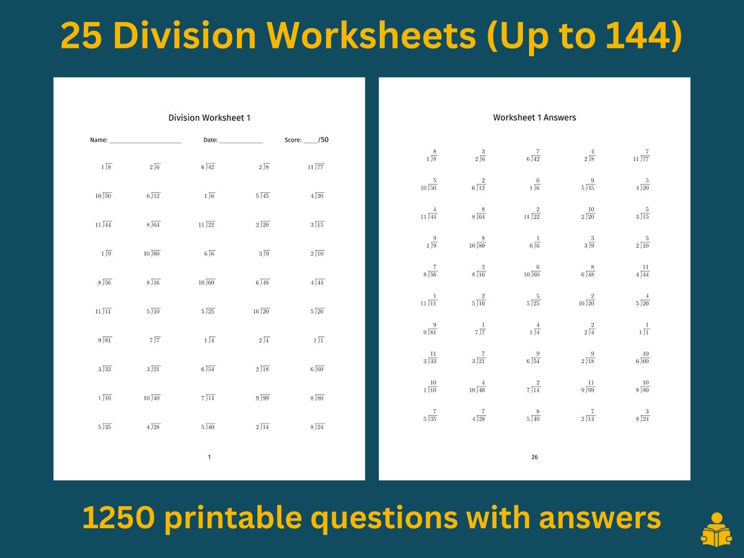Division Worksheets: 25 Printable Practice Sheets With Answers ...