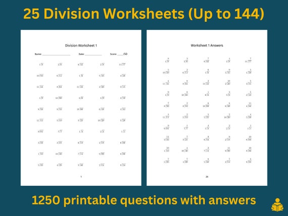 Hojas De Trabajo De División Imprimibles En Formato Pdf 📚