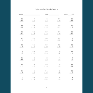 Subtraction Worksheet, Digits up to 20: 25 Printable Pages With Answers ...