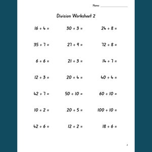 Horizontal Division Worksheet Problems, up to 12 X 12: 50 Printable ...
