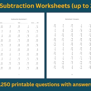 Subtraction Worksheet, Digits up to 20: 25 Printable Pages With Answers ...