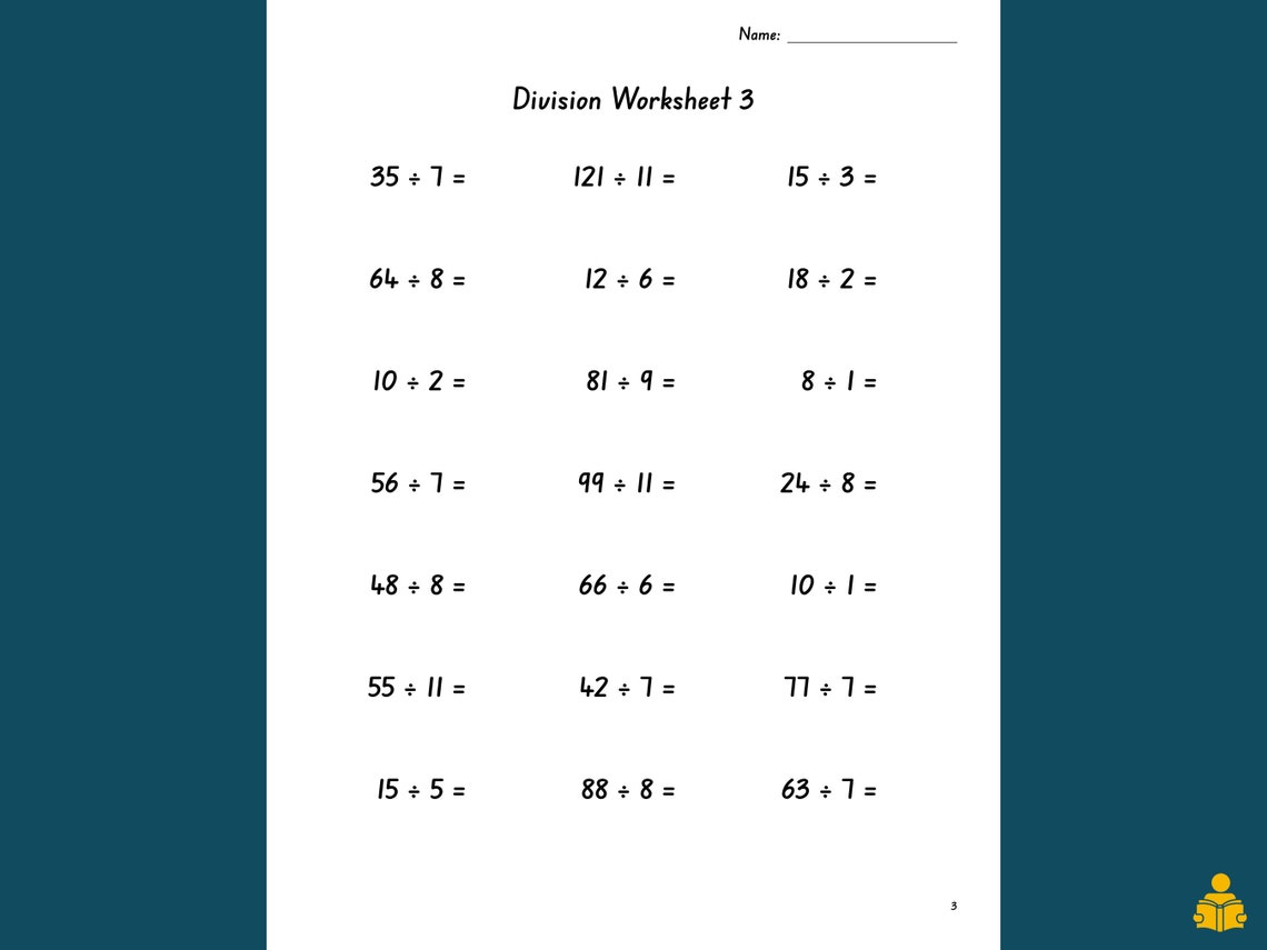 Horizontal Division Worksheet Problems, up to 12 X 12: 50 Printable ...