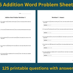 Addition Word Problems: 25 Printable Worksheets With Answers | Addition ...