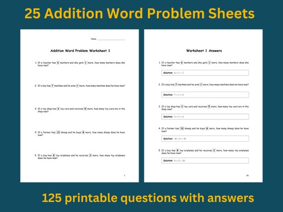 Worksheets On Addition Word Problems