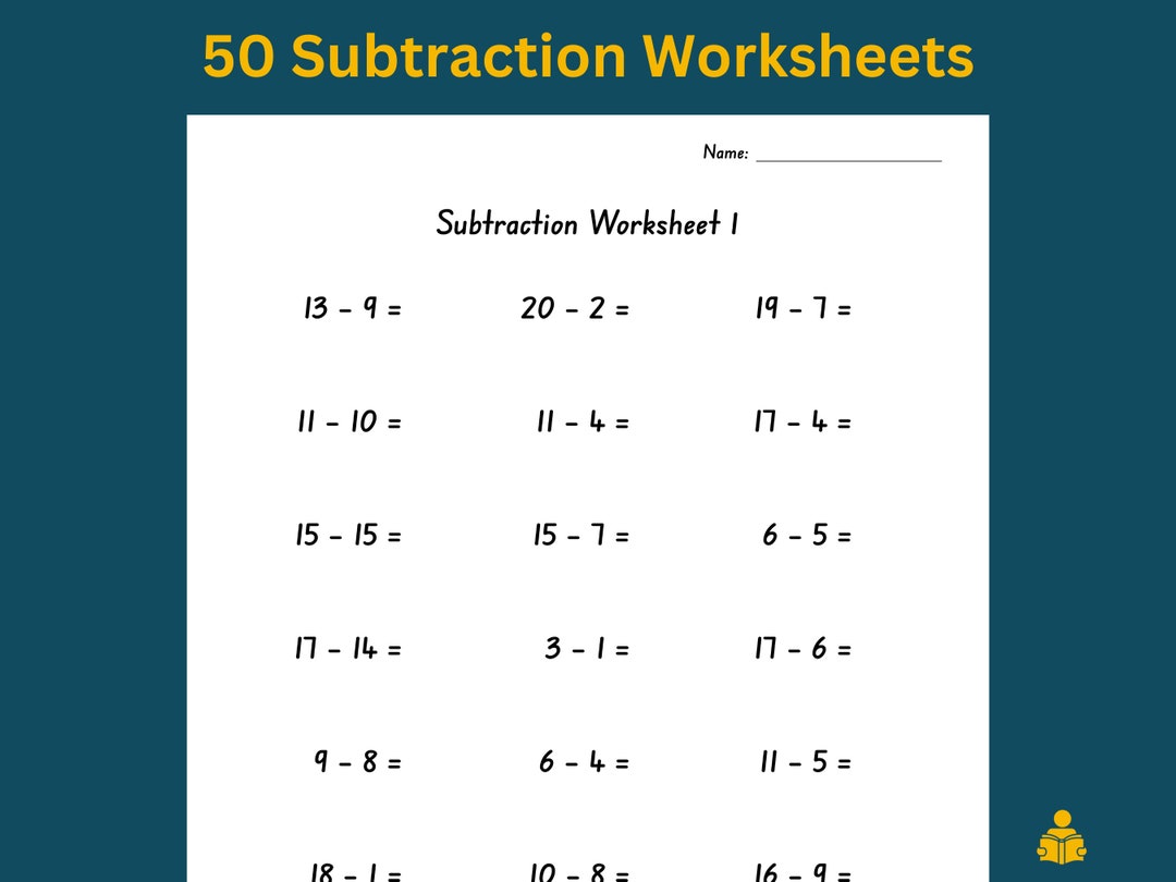 Horizontal Subtraction Worksheet Problems: 50 Printable Pages With ...