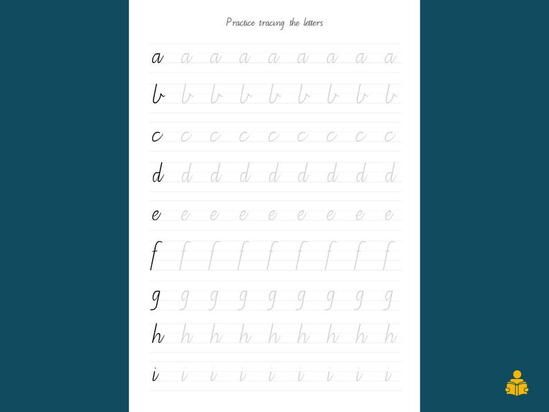 Lowercase Cursive Handwriting Practice Worksheets | Digital Download ...