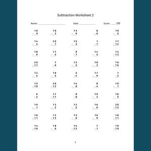 Subtraction Worksheet, Digits up to 20: 25 Printable Pages With Answers ...