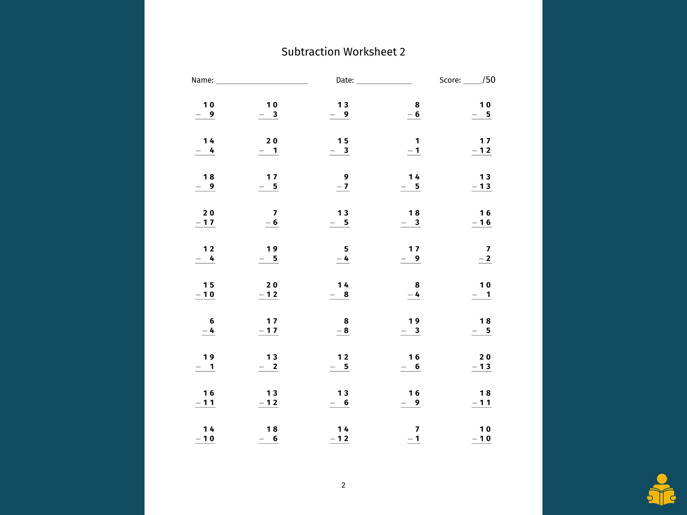Subtraction Worksheet, Digits up to 20: 25 Printable Pages With Answers ...