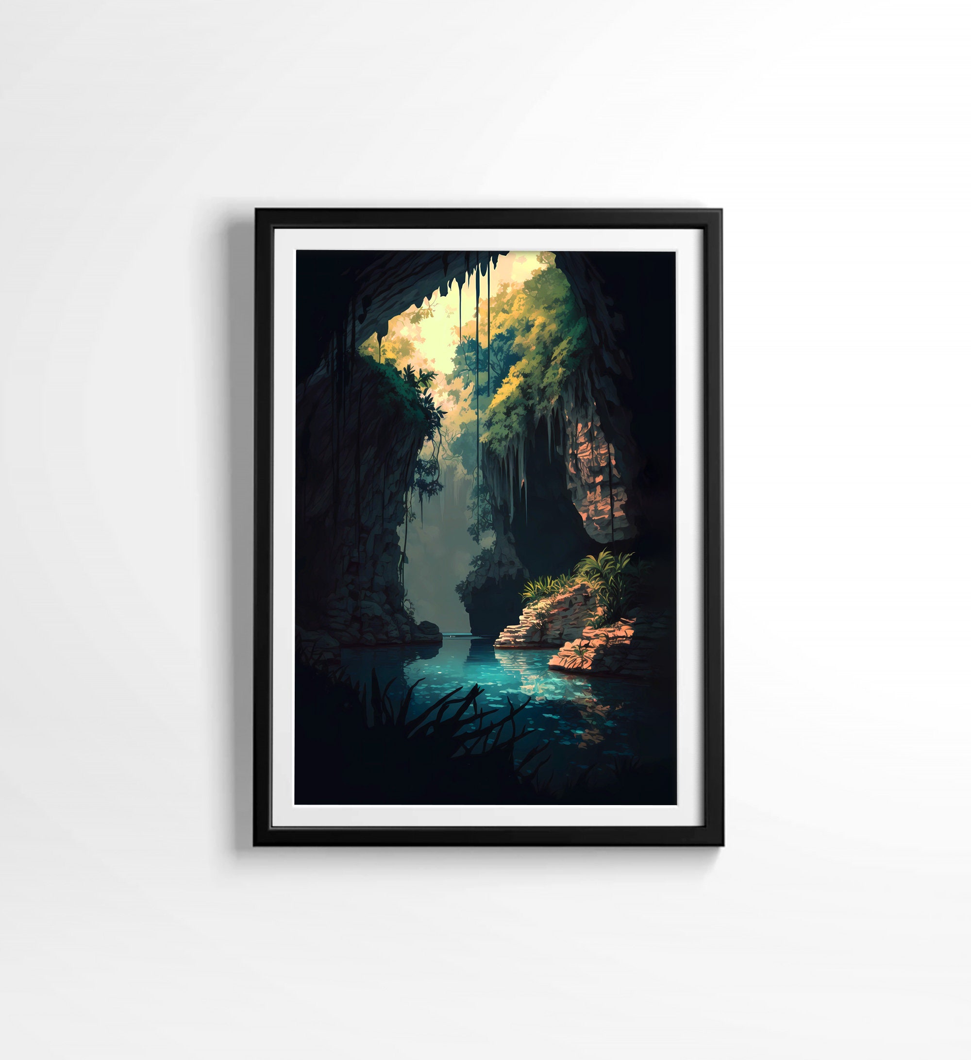 Cenotes Yucatan Peninsula Mexico Illustration Wall Art Mayan Ruins ...