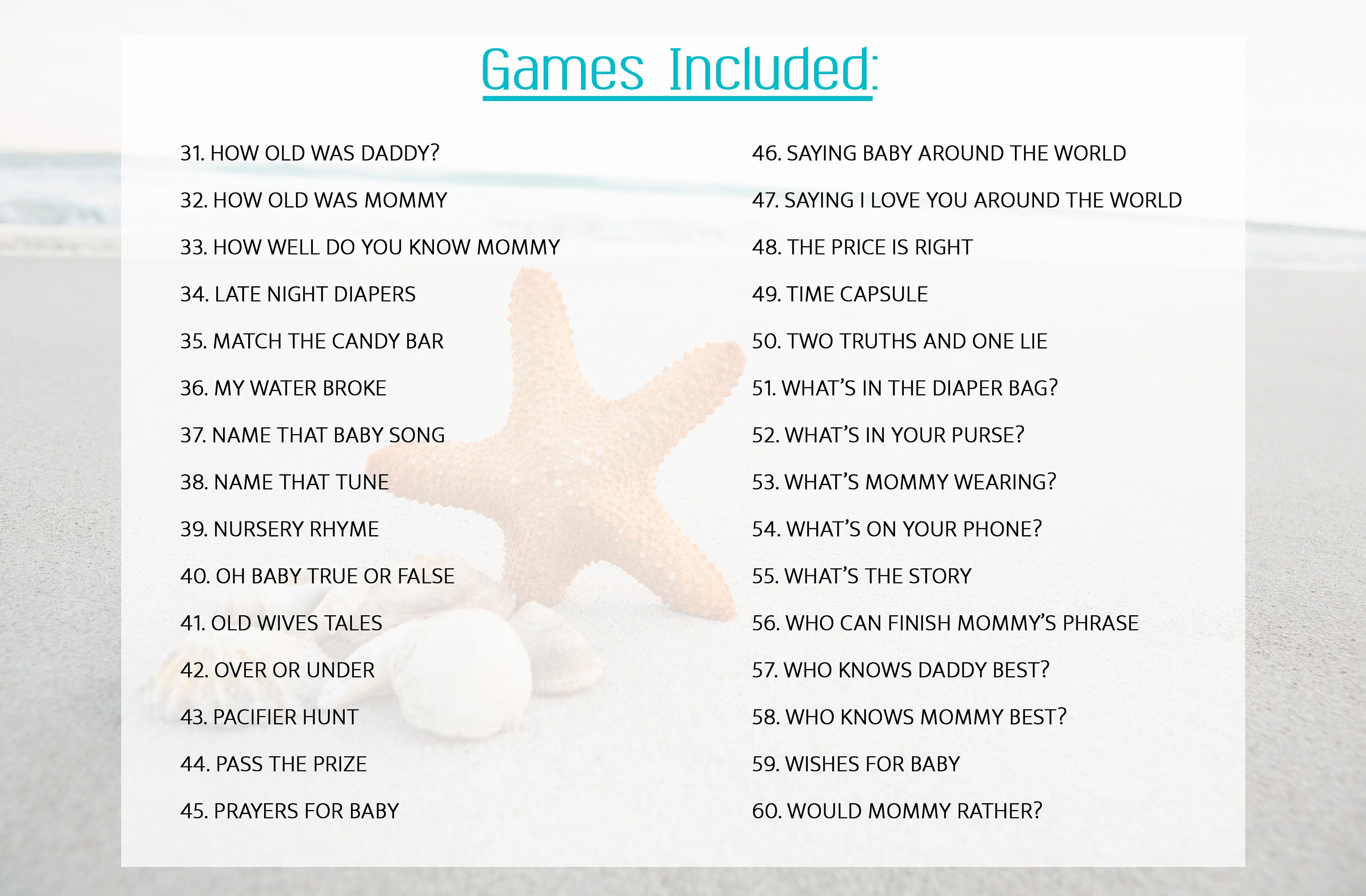 Under the Sea Baby Shower Games, Ocean Baby Shower Games Bundle, Modern ...
