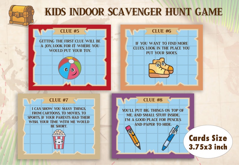 Scavenger Hunt Clues for Kids, Indoor Scavenger Hunt, Treasure Hunt ...