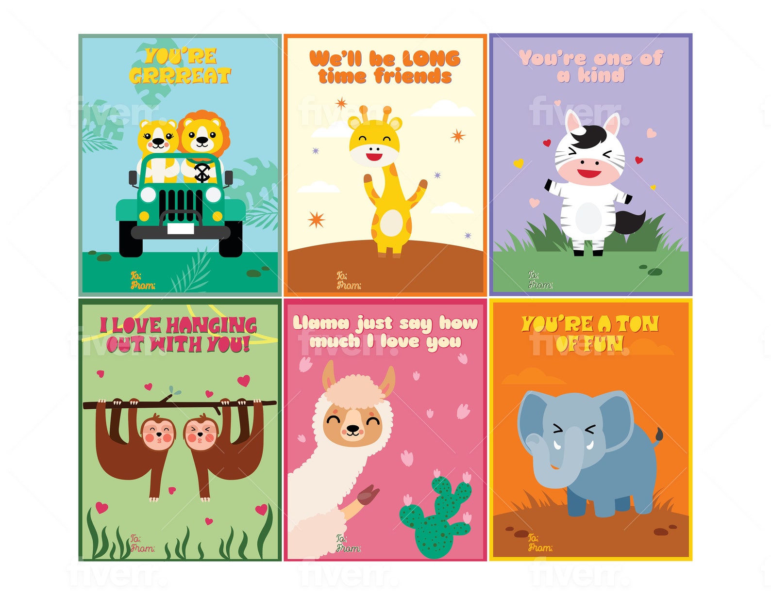 Printable Farm Animal Valentine Cards, Safari Valentines Day Cards ...
