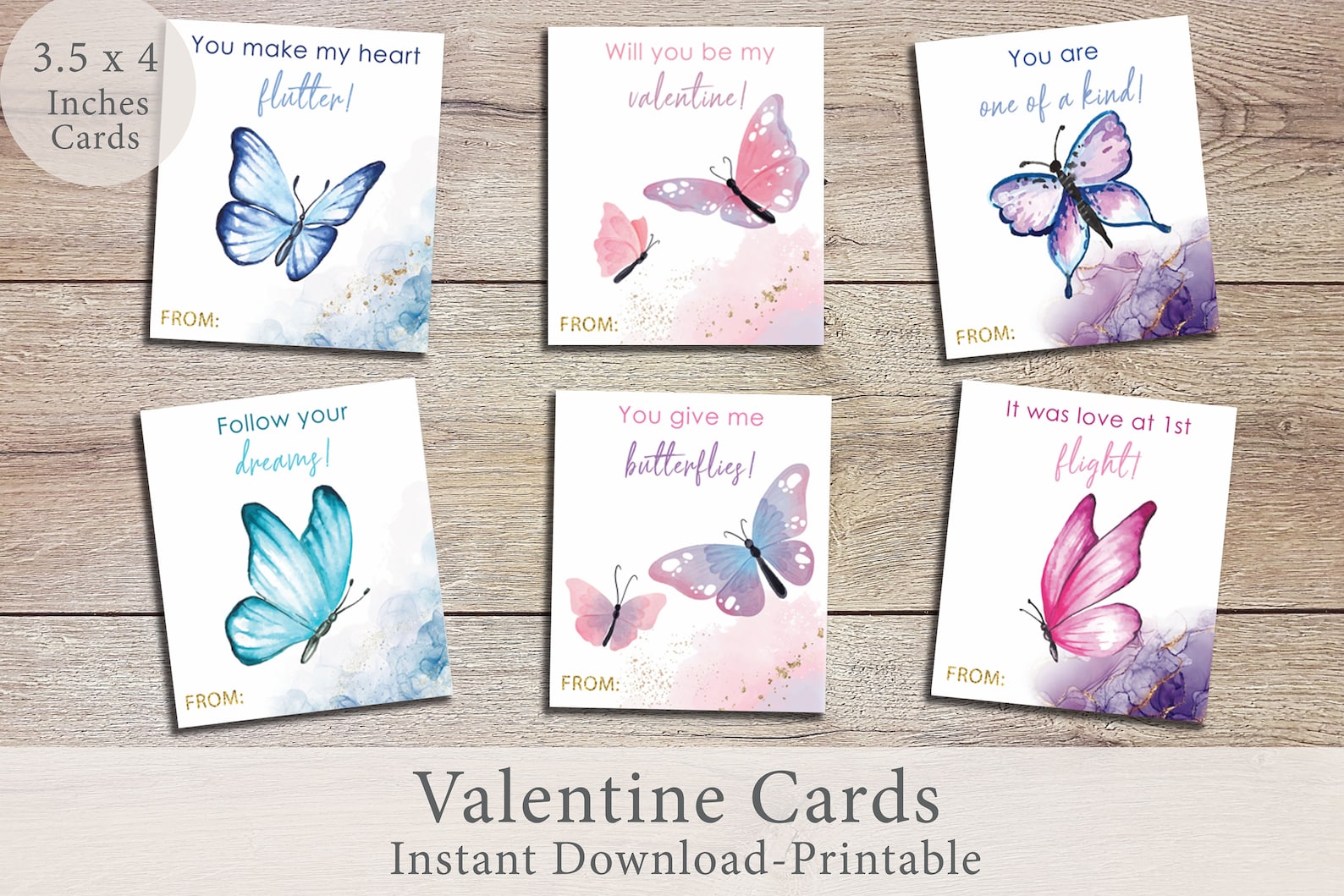 Printable Butterfly Valentine Cards, Butterfly Valentines Day Cards ...