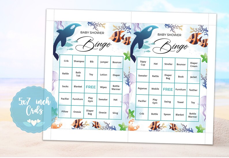 Baby Bingo Cards, Under the Sea Baby Shower Bingo Set, 30 Pre-filled ...