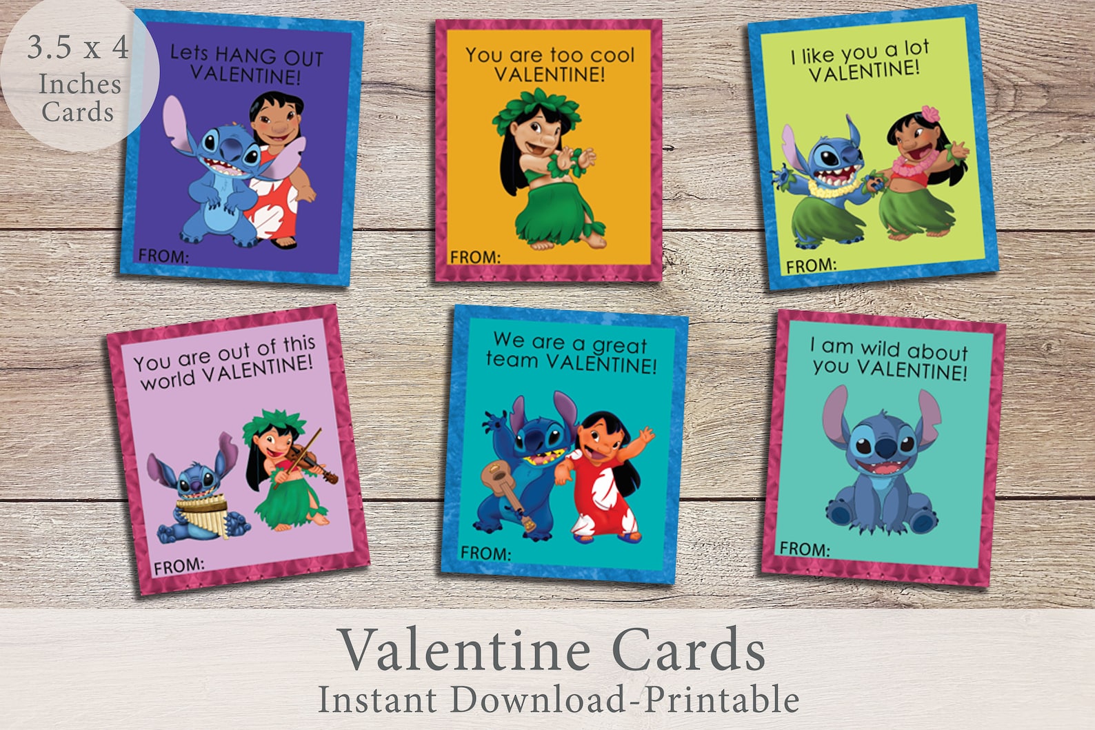 Printable Lilo and Stitch Valentine Cards, Valentines Day Cards, Kids ...
