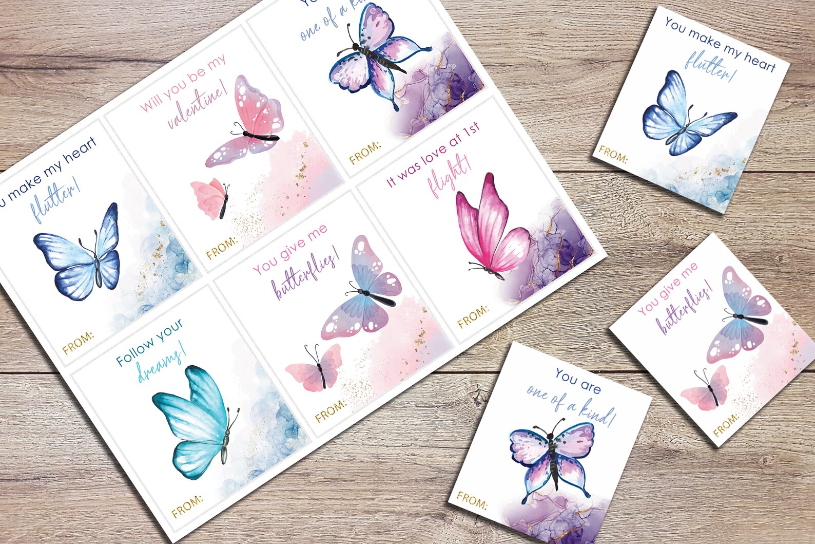 Printable Butterfly Valentine Cards, Butterfly Valentines Day Cards ...