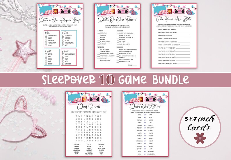 10 Sleepover Games Bundle, Sleepover Party Games, Slumber Party Games ...