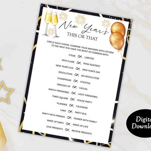 New Years This or That Game, Family GAMES, Holiday Games, New Years Eve ...