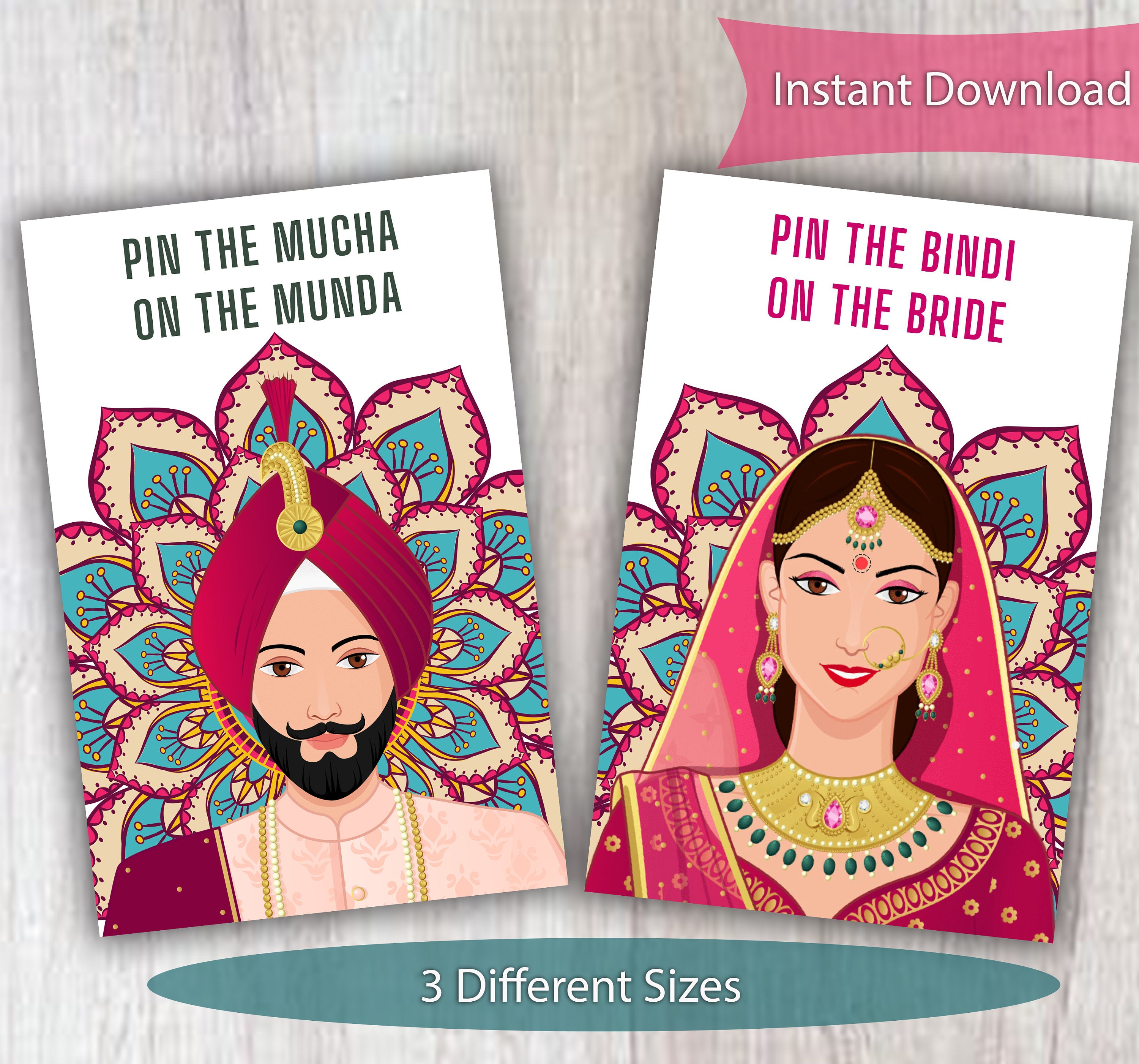 Pin the Bindi on the Bride Pin the Musha on the Munda, Blind Fold Game ...