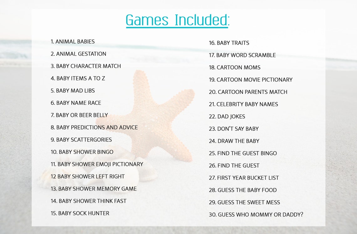 Under the Sea Baby Shower Games, Ocean Baby Shower Games Bundle, Modern ...