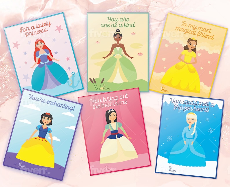 Printable Princess Valentine Cards, Princess Valentines Day Cards, Kids ...