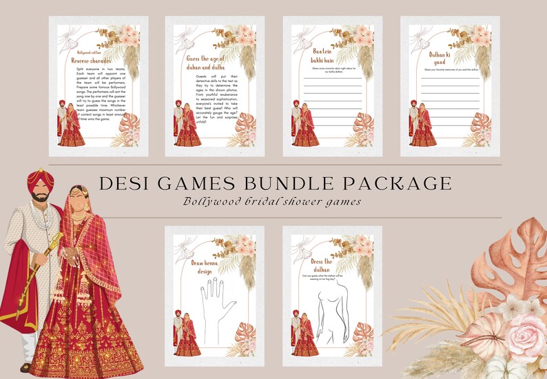 Desi Bridal Shower Games Bundle, Indian Bridal Shower, Bollywood Bridal ...