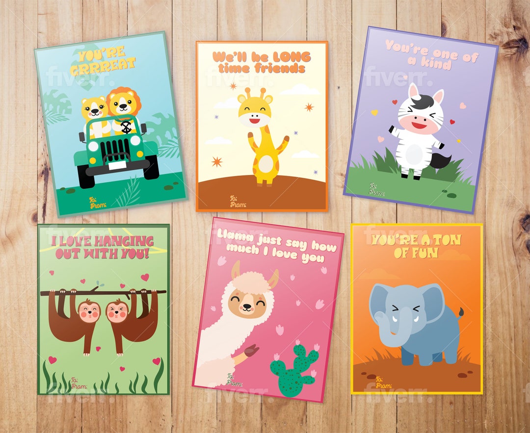 Printable Farm Animal Valentine Cards, Safari Valentines Day Cards ...