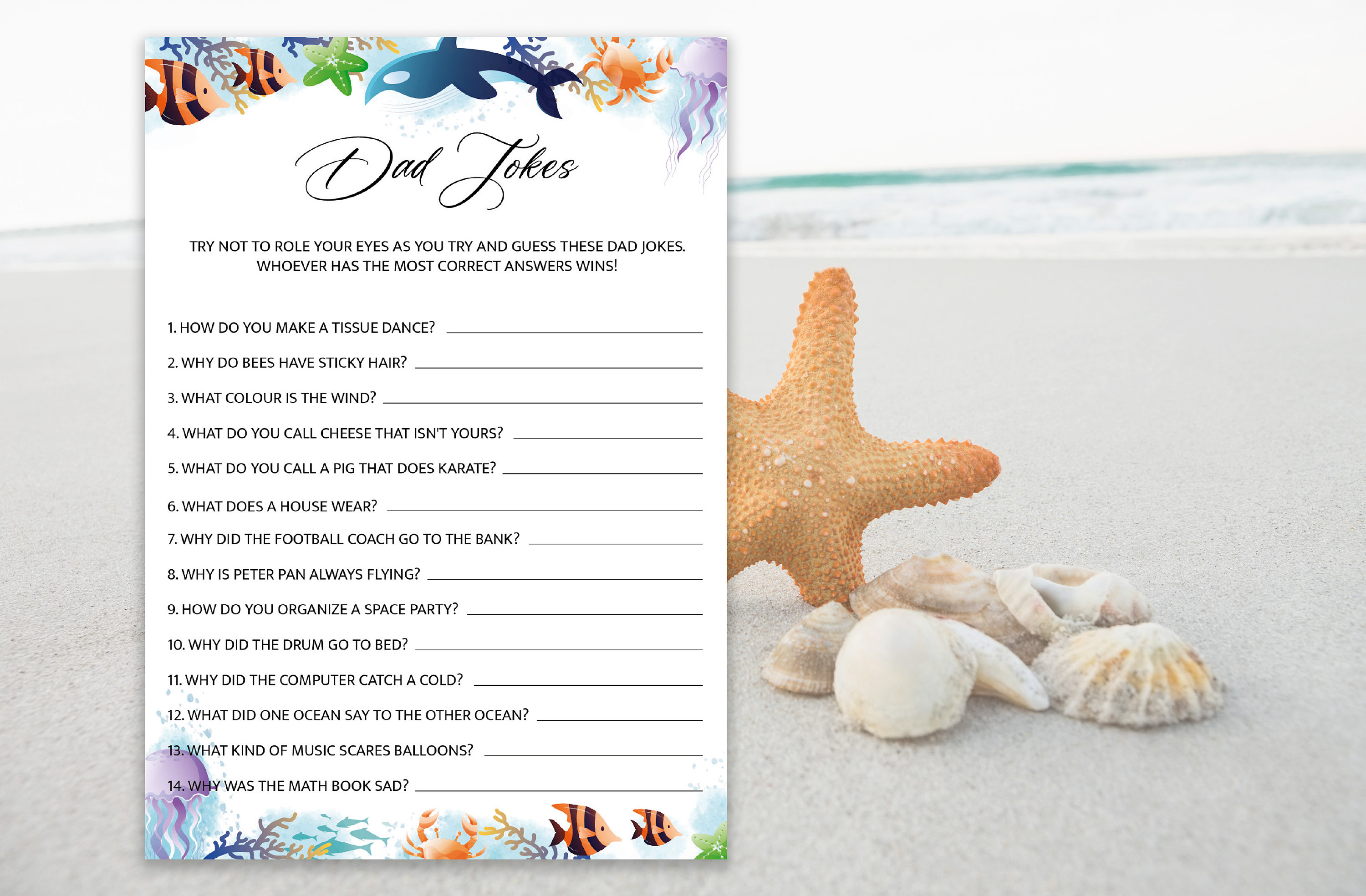 Under the Sea Baby Shower Games, Ocean Baby Shower Games Bundle, Modern ...