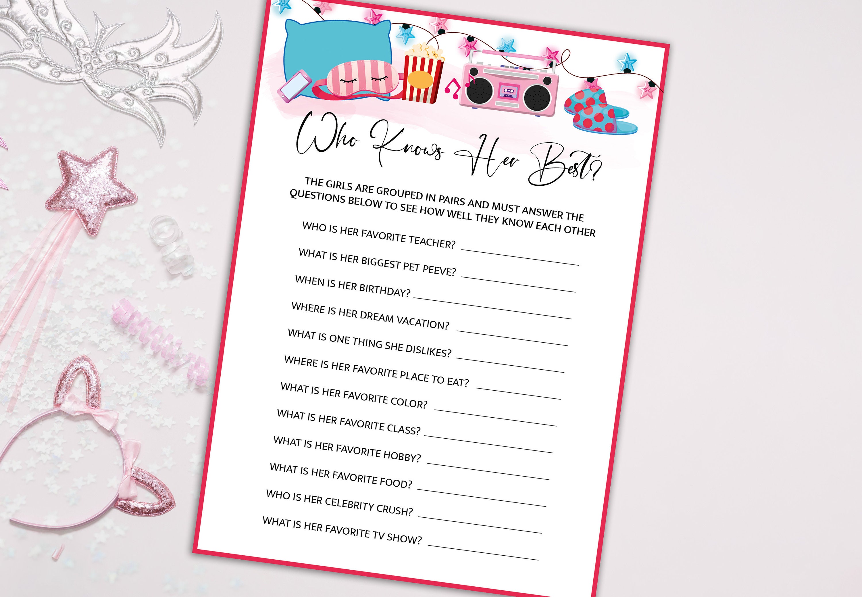 10 Sleepover Games Bundle, Sleepover Party Games, Slumber Party Games ...