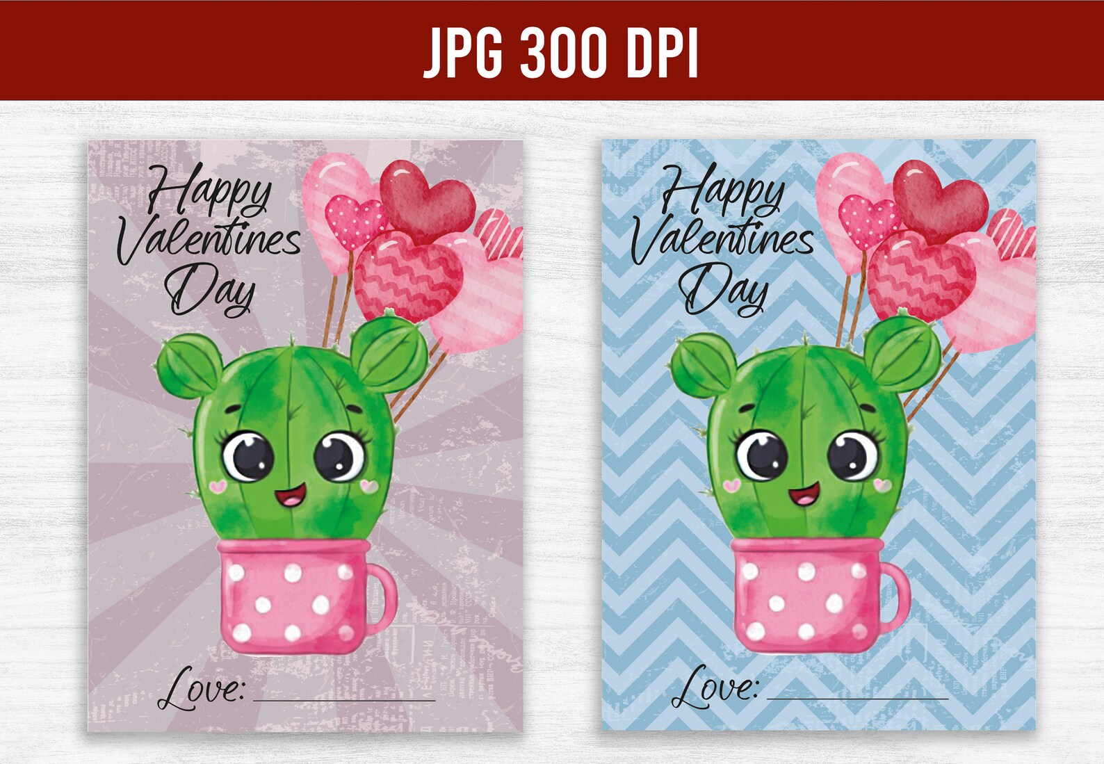 Printable Cactus Valentine Cards, Valentines Day Cards, Kids Valentine ...