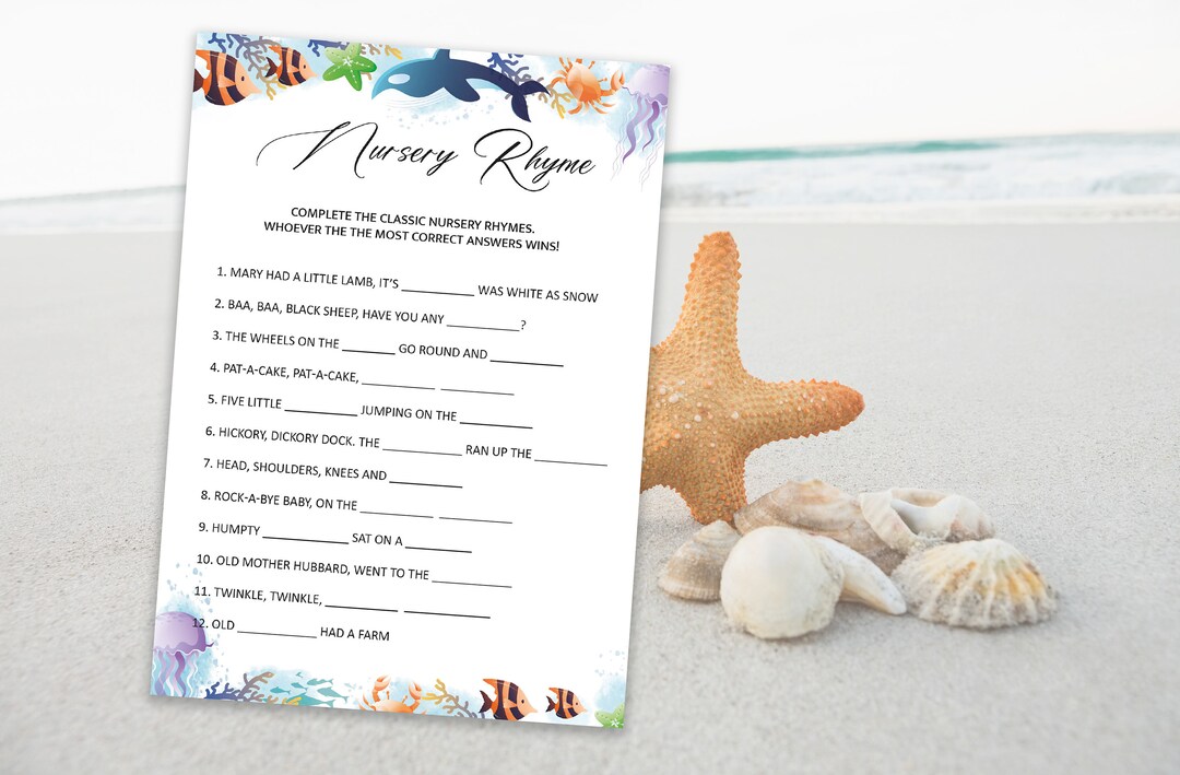 Under the Sea, Baby Nursery Rhyme, Whale Baby Shower Games,ocean Baby ...
