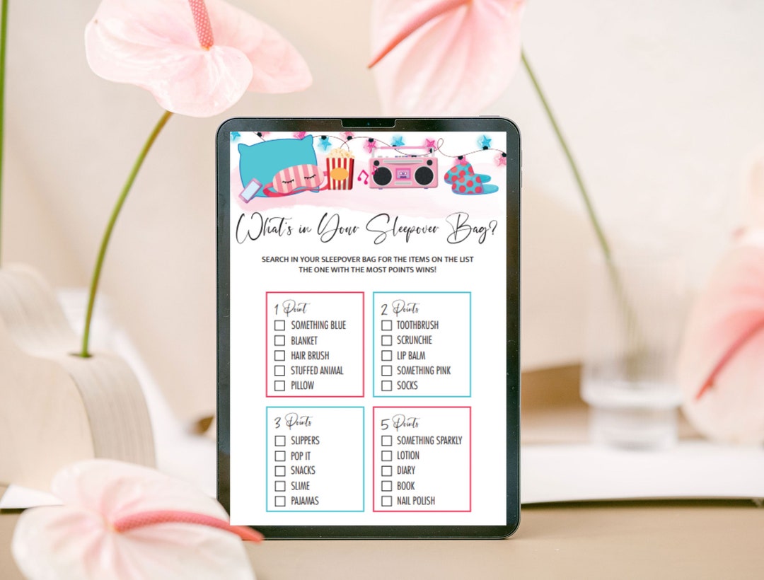 Whats in Your Sleepover Bagsleepover Games Bundle Sleepover - Etsy
