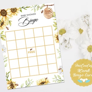 Baby Bingo Cards, Busy Bee Honey and Flower Baby Shower Bingo Set, 30 ...