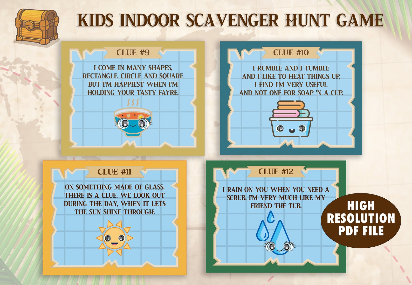 Scavenger Hunt Clues for Kids, Indoor Scavenger Hunt, Treasure Hunt ...