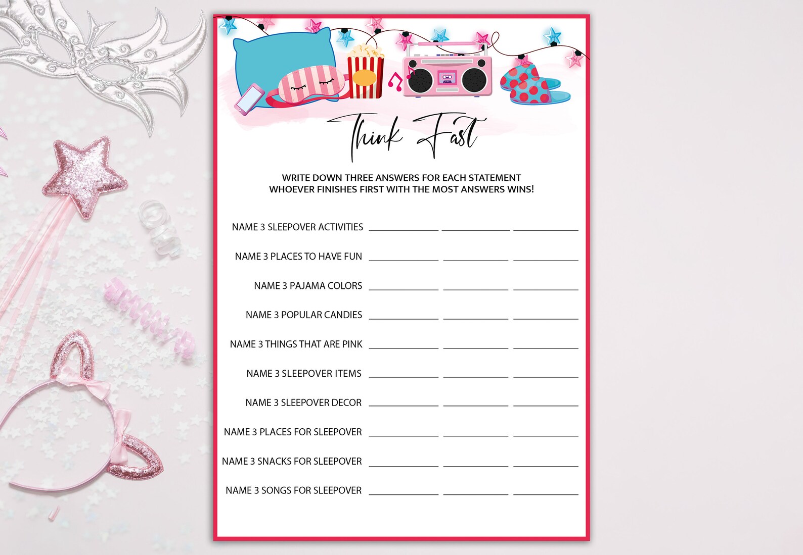 10 Sleepover Games Bundle, Sleepover Party Games, Slumber Party Games ...