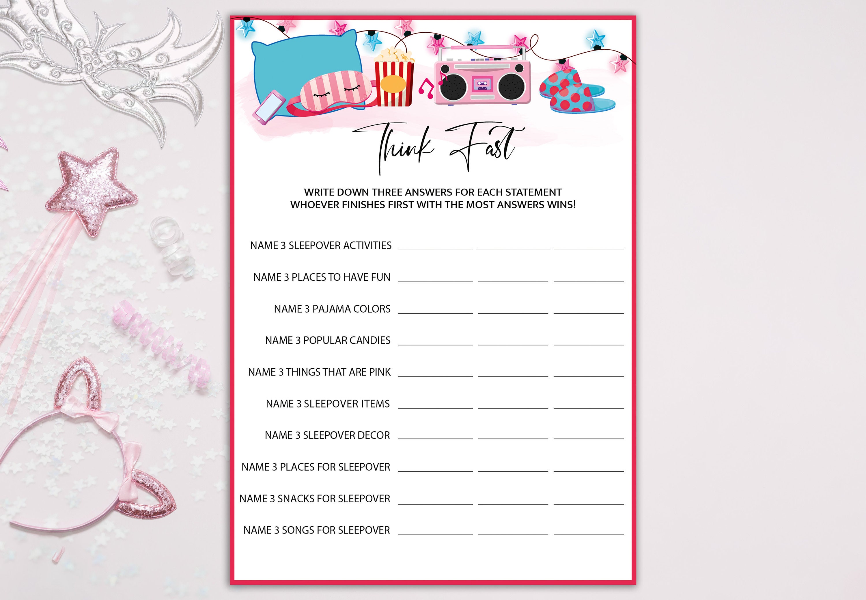 10 Sleepover Games Bundle, Sleepover Party Games, Slumber Party Games ...