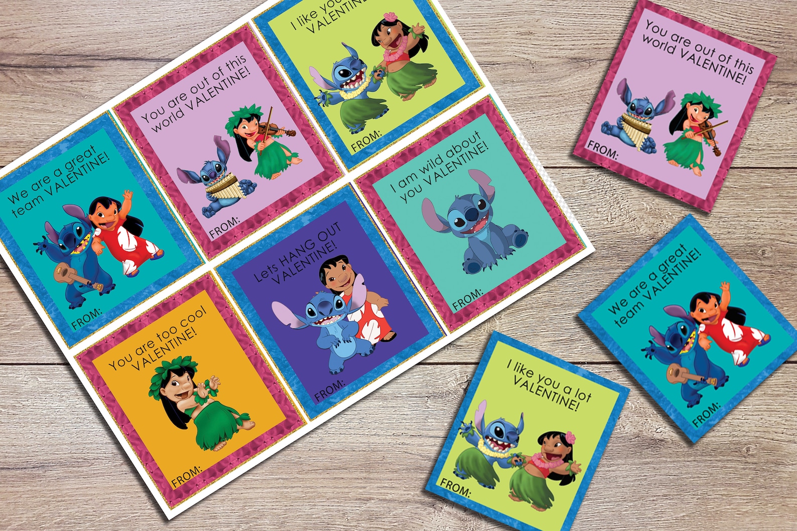 Printable Lilo and Stitch Valentine Cards, Valentines Day Cards, Kids ...