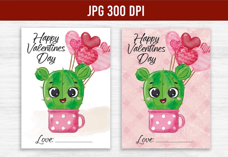 Printable Cactus Valentine Cards, Valentines Day Cards, Kids Valentine ...