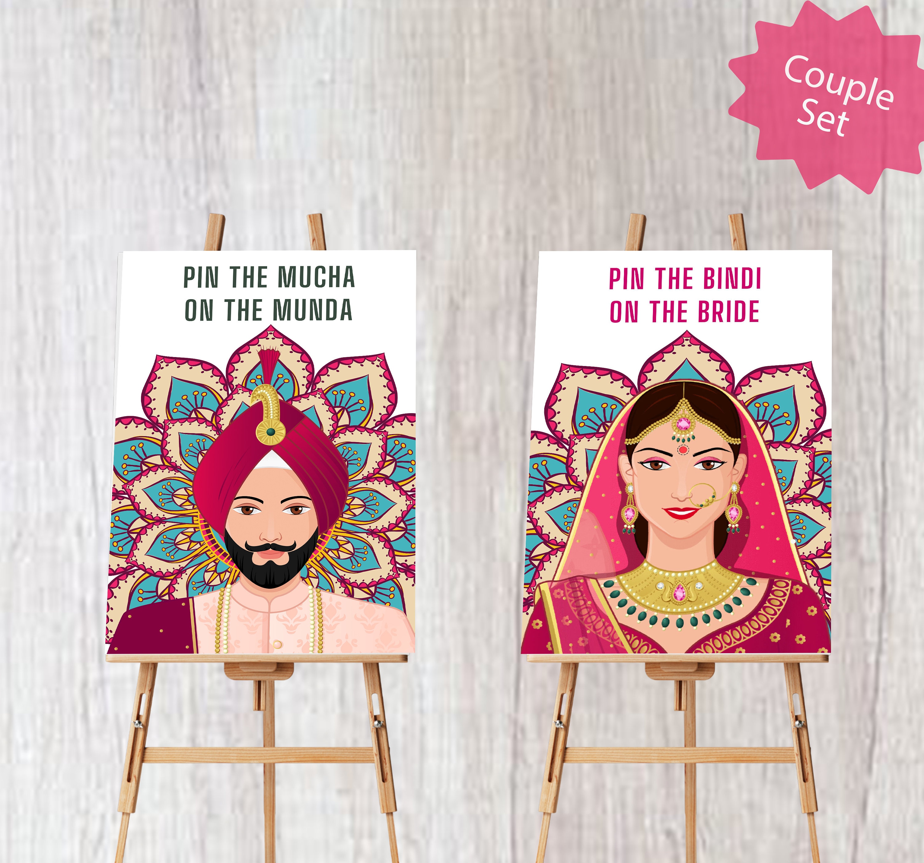 Pin the Bindi on the Bride Pin the Musha on the Munda, Blind Fold Game ...