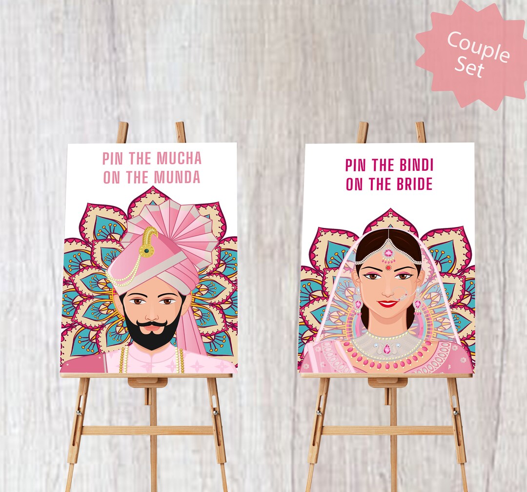 Pin the Bindi on the Bride! Pin the Musha on the Munda, Blind Fold Game ...