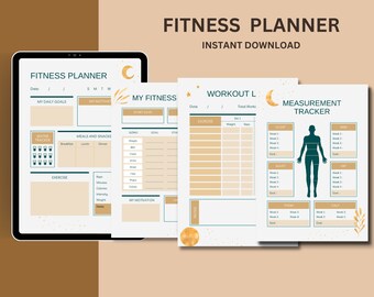 Printable Fitness Planner Canva - Etsy