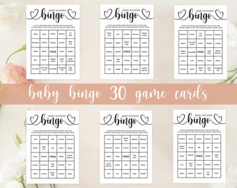 Baby Bingo Cards, Honey Loving Bear Baby Shower Bingo Set, 30 Pre ...