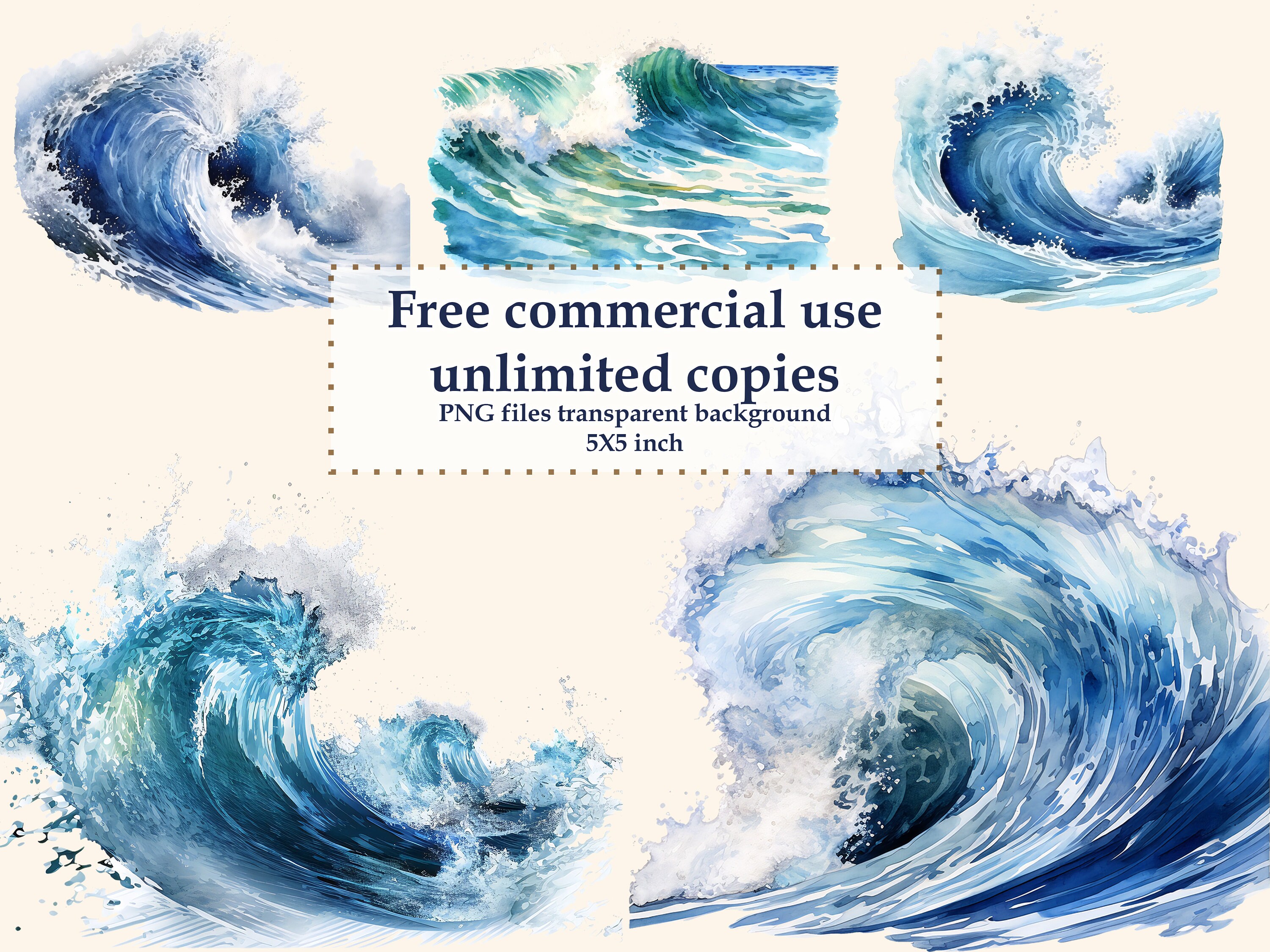 Ocean Clip Art. Watercolor Clip Art. Ocean Waves Clipart. Junk Journal ...